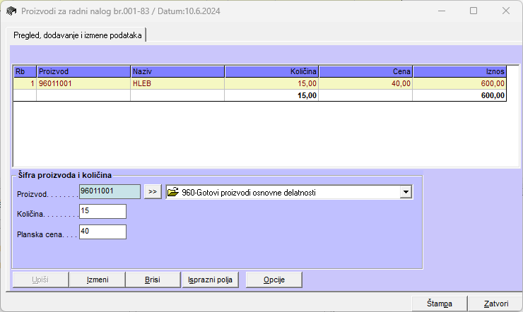 Radni nalog - SOFTEK