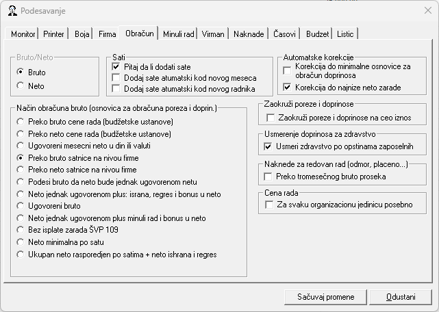 Vrste obračuna - SOFTEK