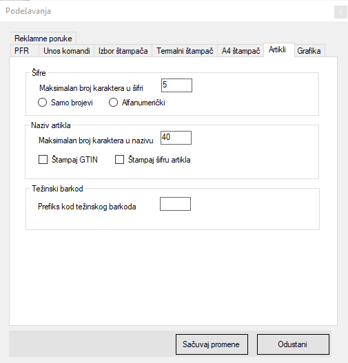 Ostala podešavanja - SOFTEK